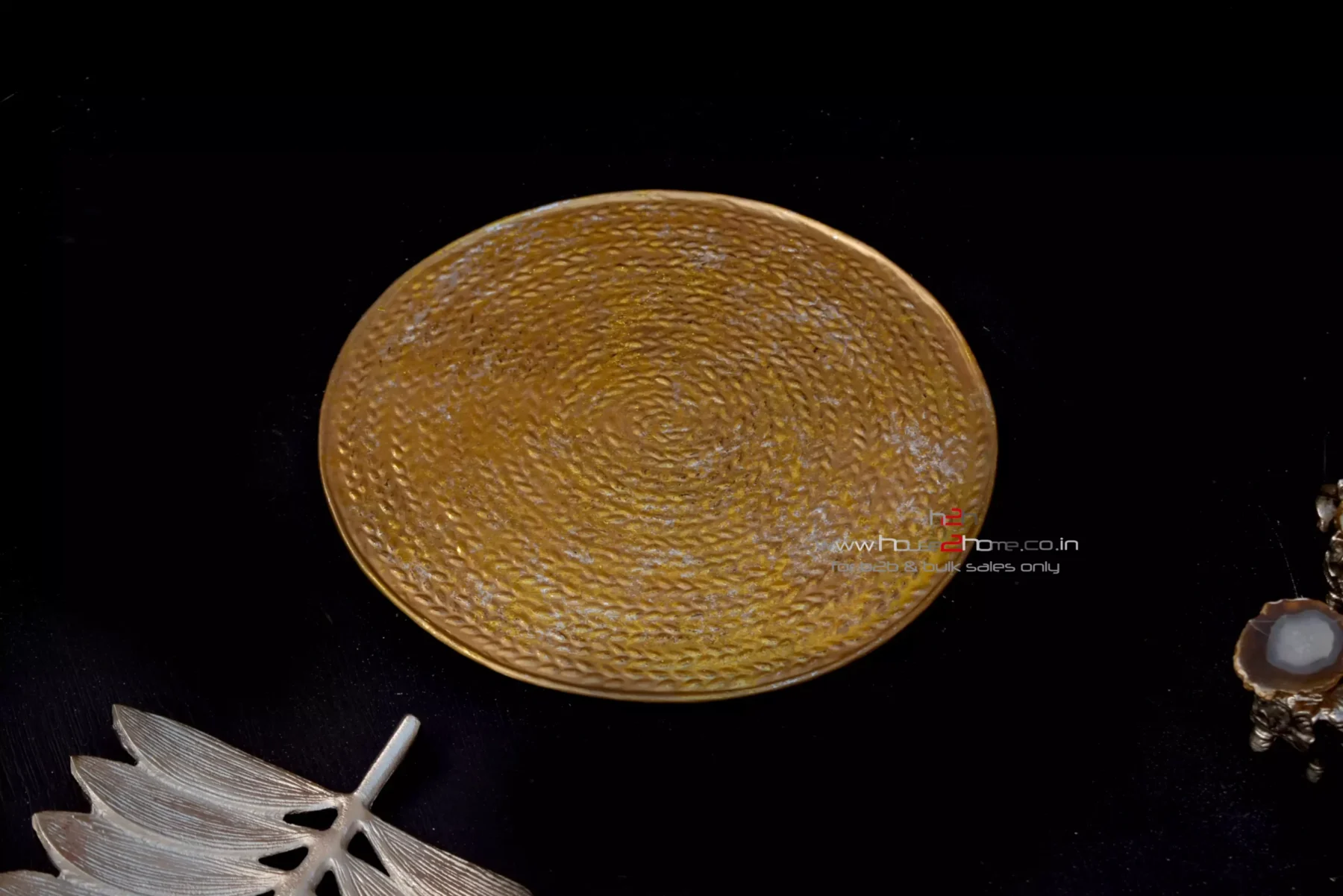 Opulent Round Metal Platter - Carved 12x0.5 Inch - Glittery Gold ...